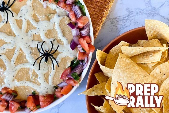 Spider Web Halloween Chorizo Taco Dip